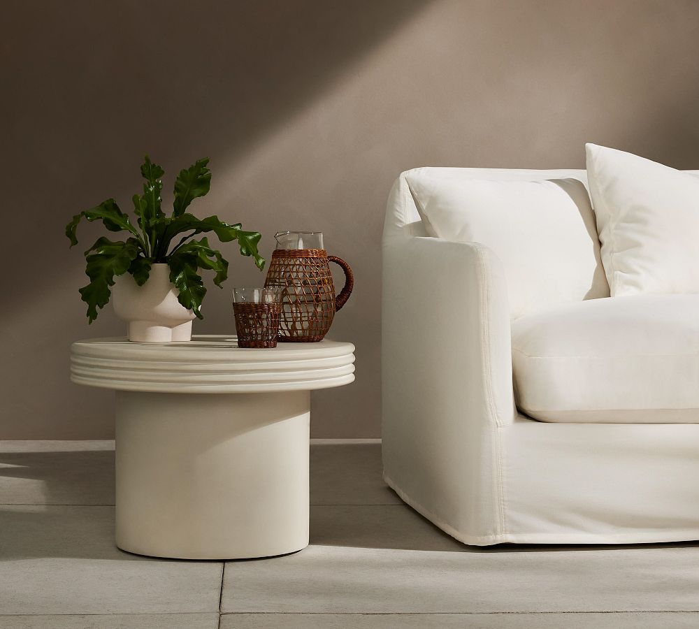 Champman Round Concrete Outdoor End Tables, Set of 2 | Pottery Barn