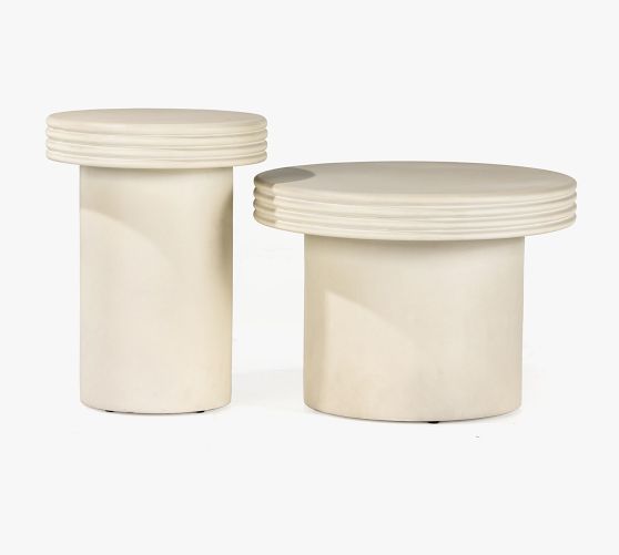 Champman Round Concrete Outdoor End Tables, Set of 2 | Pottery Barn