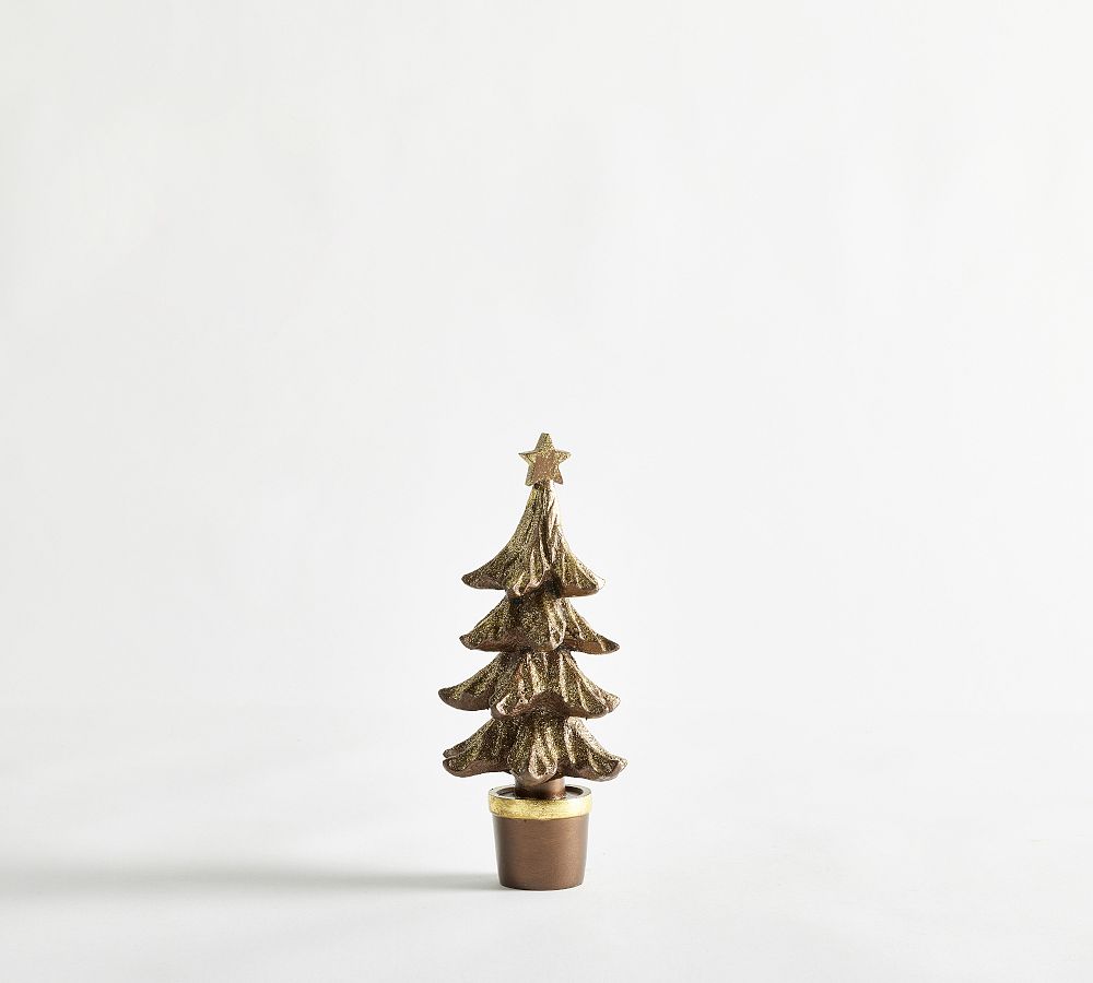 Handcrafted Gold Glitter Decorative Trees | Pottery Barn