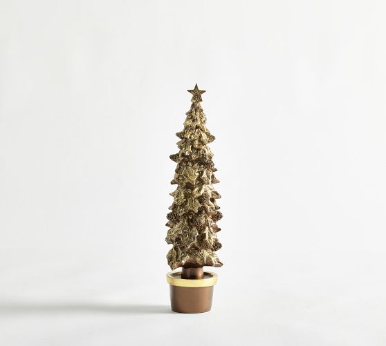 Handcrafted Gold Glitter Decorative Trees | Pottery Barn