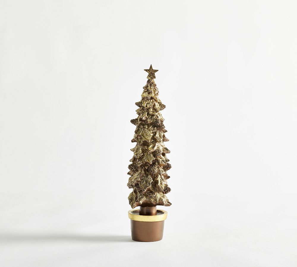Handcrafted Gold Glitter Decorative Trees | Pottery Barn