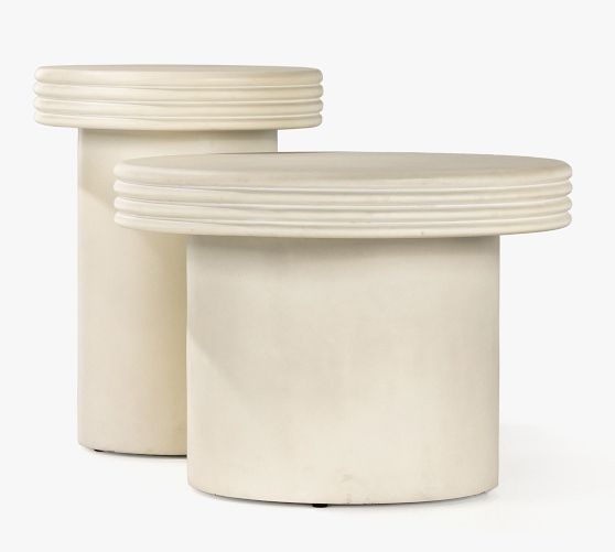 Champman Round Concrete Outdoor End Tables, Set of 2 | Pottery Barn