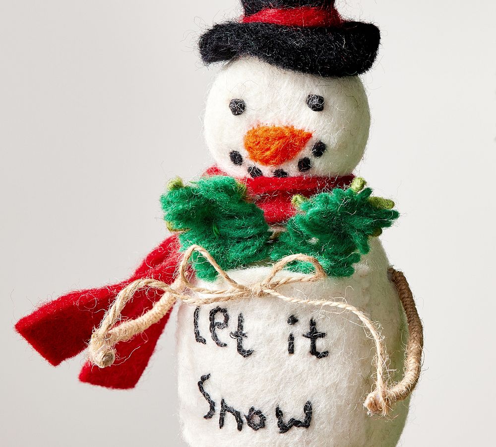 Felt Let It Snow Snowman Ornament | Pottery Barn
