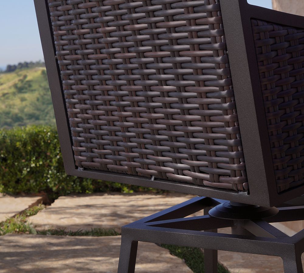 Gayle Wicker Outdoor Swivel Counter Stools - Set of 2 | Pottery Barn