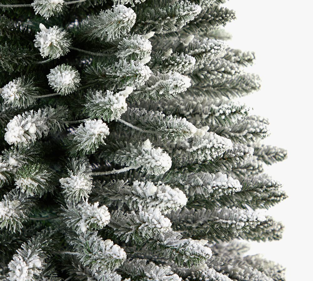 Lit Flocked Pencil Artificial Christmas Tree | Pottery Barn