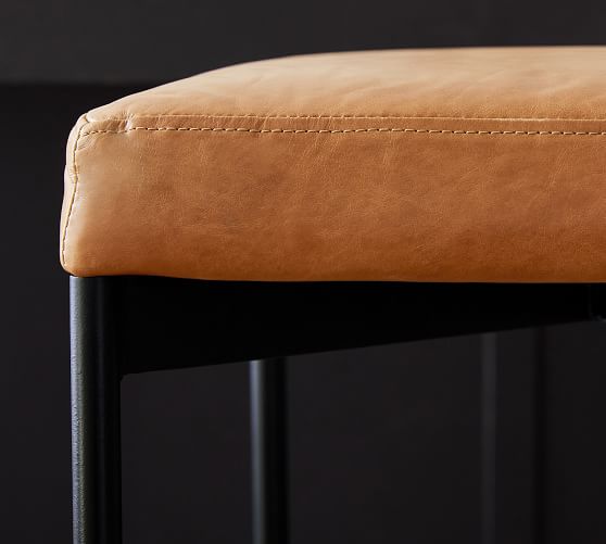 Maison Leather Backless Stool | Pottery Barn