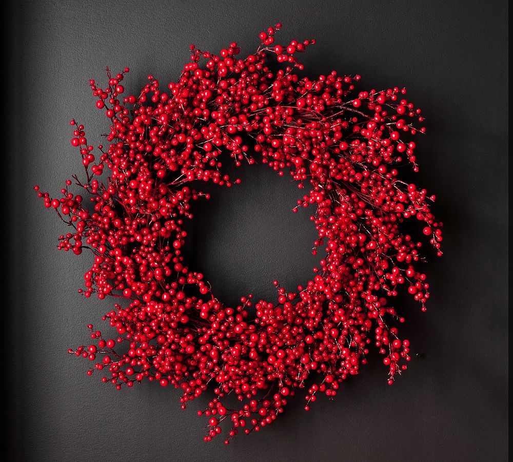 Faux Red Berry Wreath & Garland | Pottery Barn