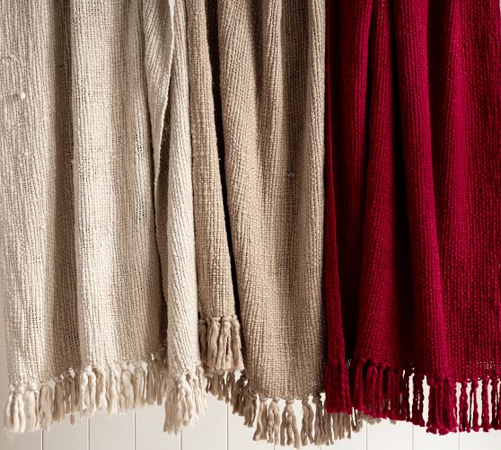 Textured Basketweave Knit Throw | Pottery Barn