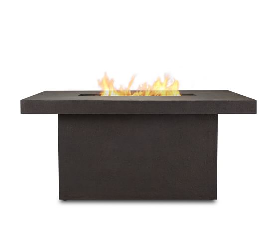 Trinity Concrete Rectangular Propane Fire Pit Table | Pottery Barn