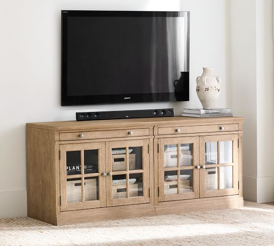 Livingston 70'' Media Console with Glass Cabinets | Pottery Barn