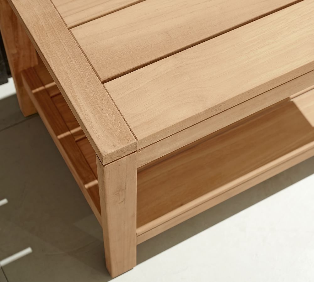 Teak Wood Outdoor Storage Bench | Pottery Barn