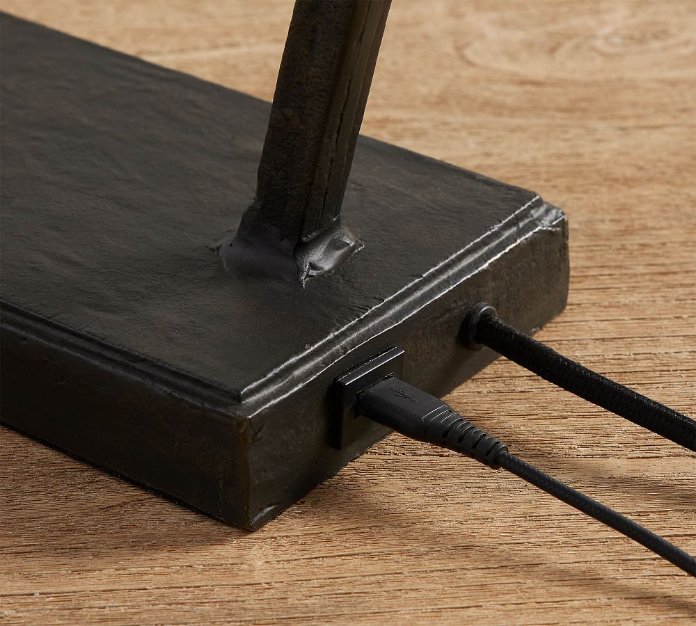 Carson Forged-Iron USB Table Lamp | Pottery Barn