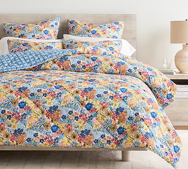 Willow Floral Reversible Percale Comforter | Pottery Barn