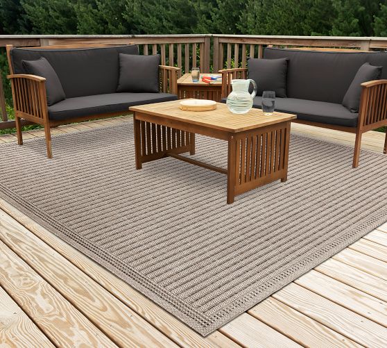 Elnara Border Outdoor Performance Rug | Pottery Barn