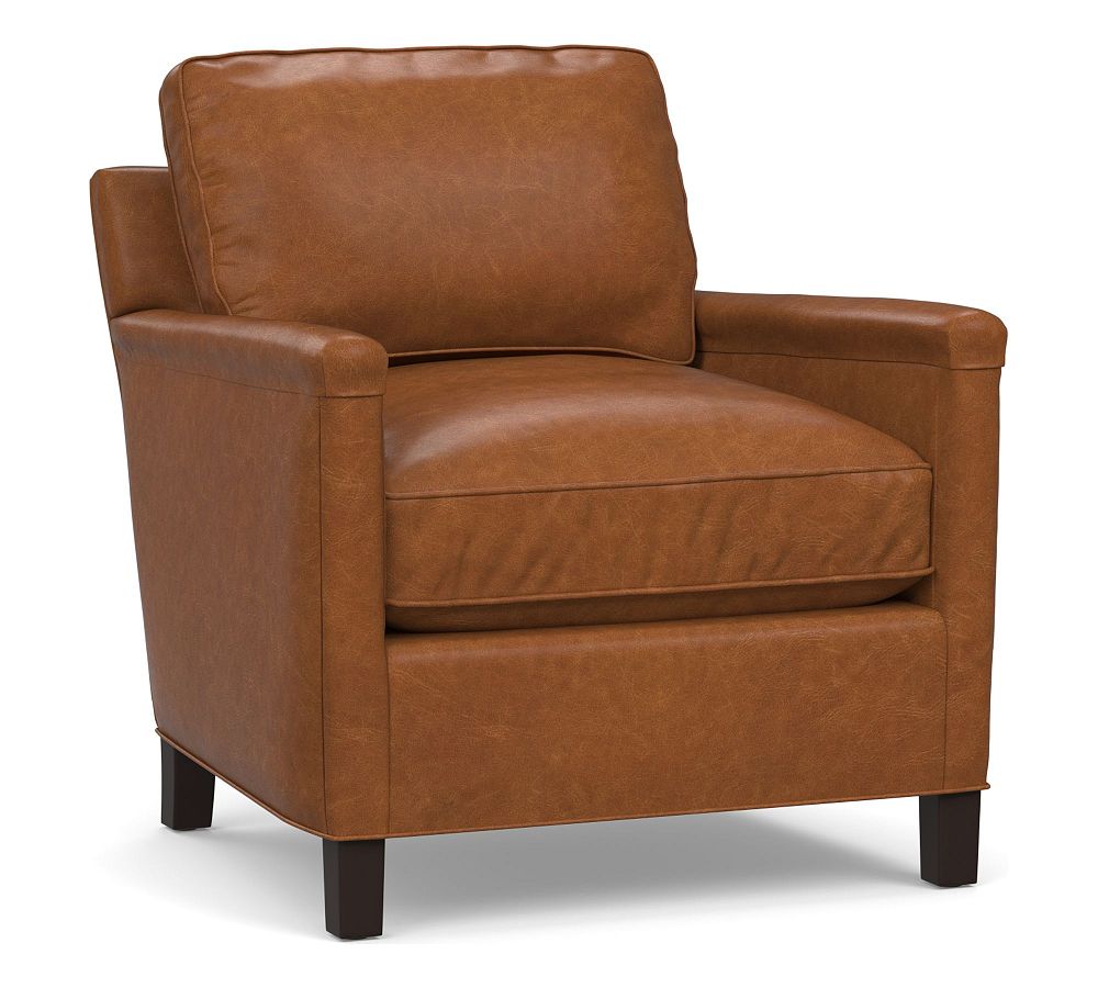 OPEN BOX: Tyler Square Arm Leather Armchair without Nailheads, Down ...