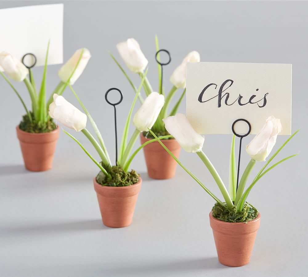 Tulip Potted Plant Place Card Holders, Set of 4 | Pottery Barn