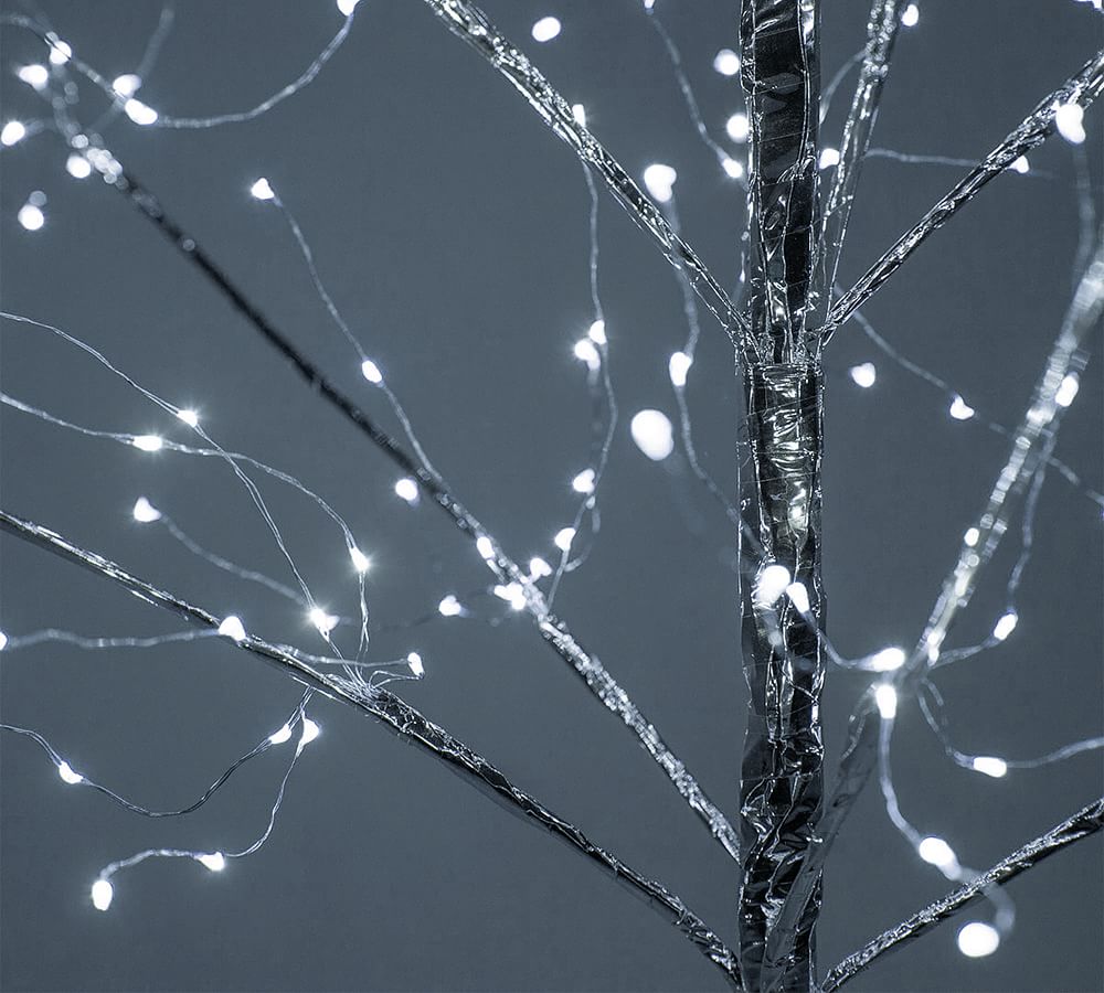 Silver Sparkle Fairy Light Trees with LED Lights | Pottery Barn