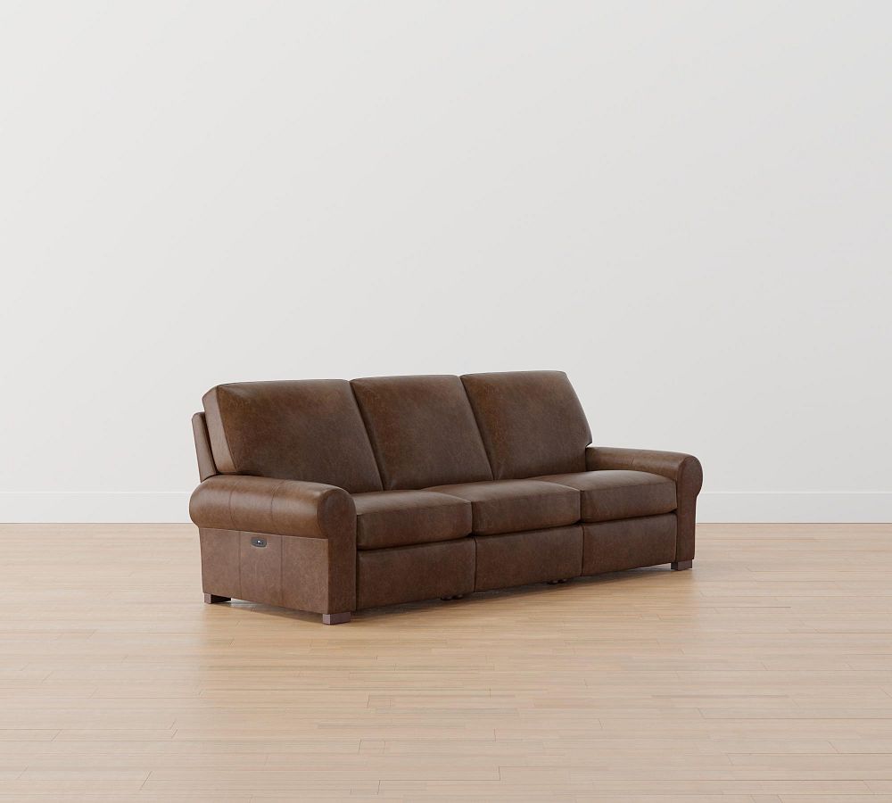 Turner Roll Arm Leather Power Reclining Sofa | Pottery Barn
