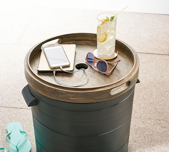 Bronze Pool Storage Bin With Charging Station | Pottery Barn