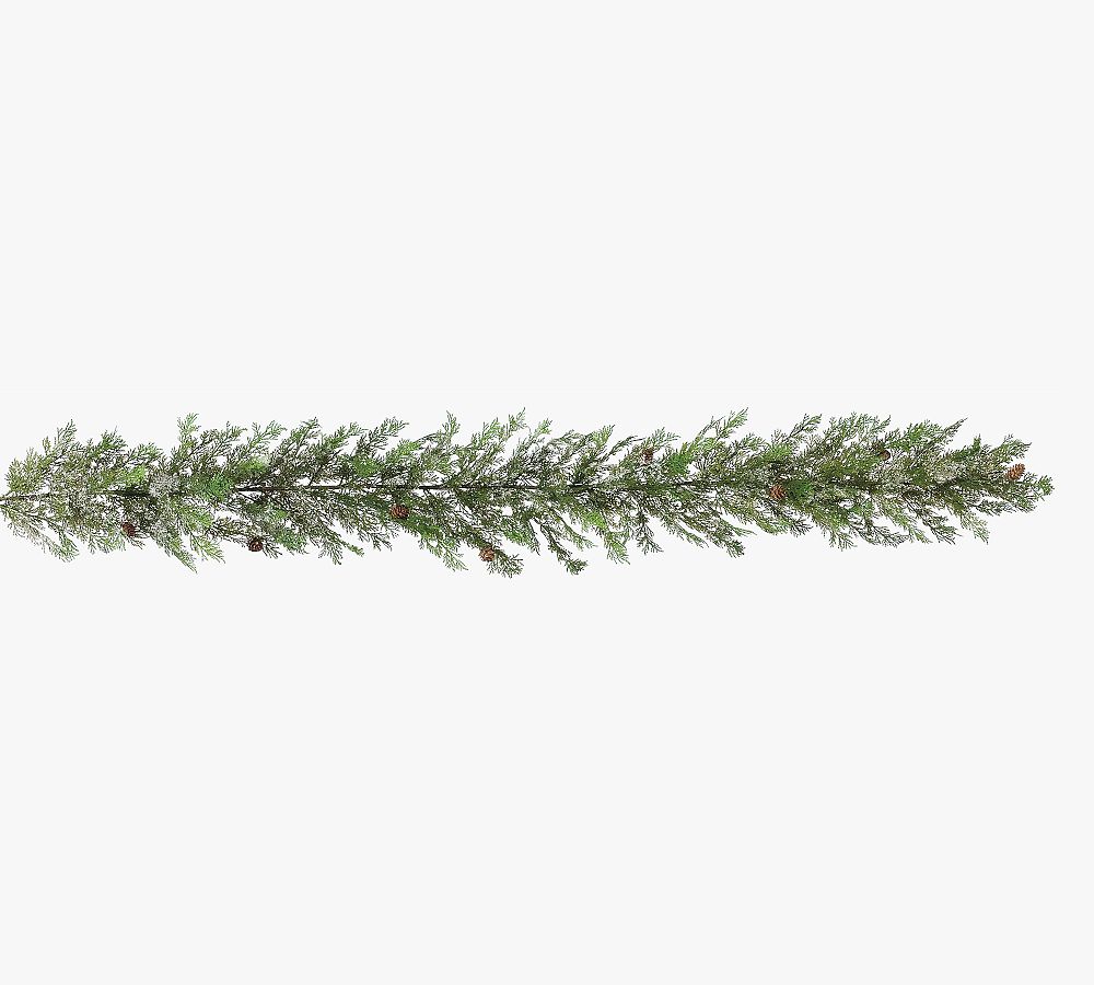 Faux Iced Cedar Garland with Pinecones - Set of 2 | Pottery Barn