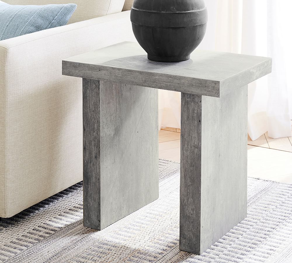 Vaccaro Rectangular Concrete End Table | Pottery Barn