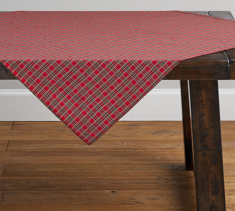 Madison Plaid Table Throw | Pottery Barn
