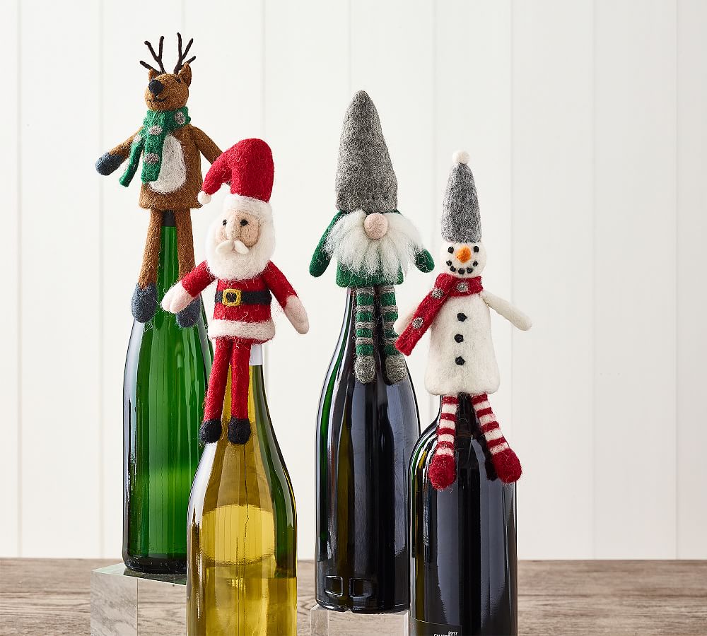 Reindeer Felt Wine Topper | Pottery Barn