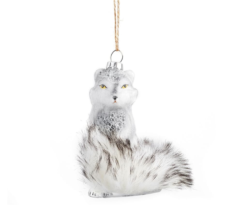 Mercury Glass Woodland Fox Ornament | Pottery Barn