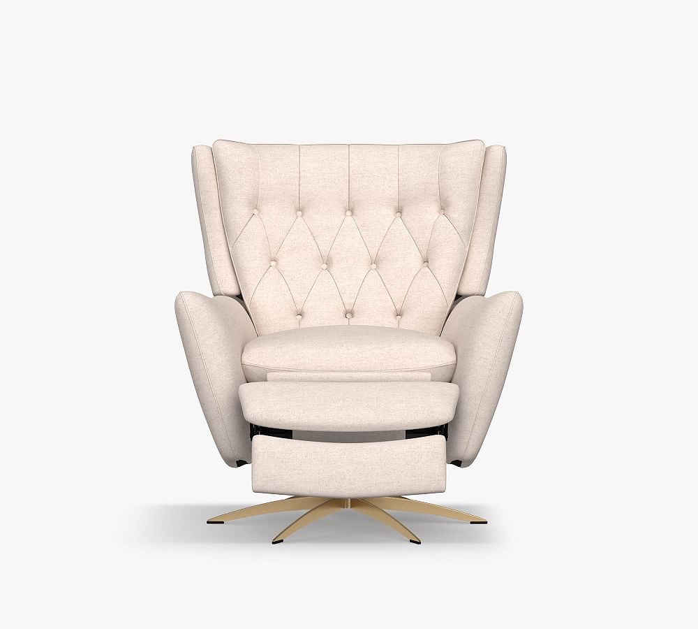 Wells Upholstered Tufted Swivel Recliner | Pottery Barn