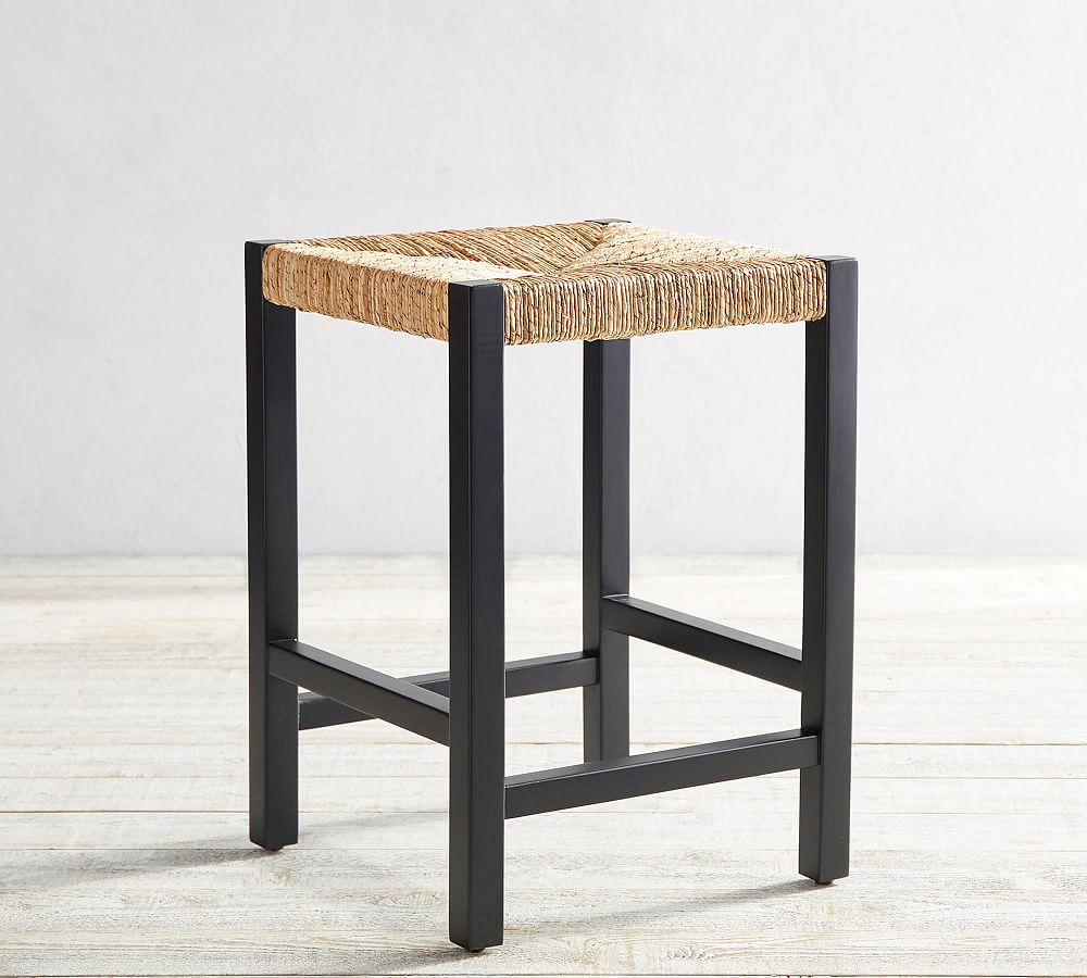 Malibu Woven Backless Stool | Pottery Barn