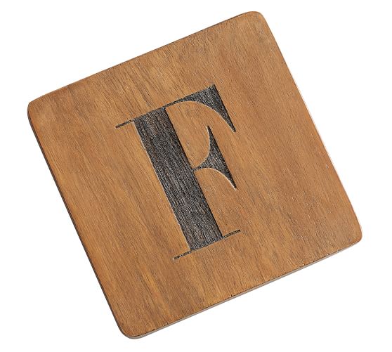 Alphabet Wood Coasters, Set of 4 | Pottery Barn