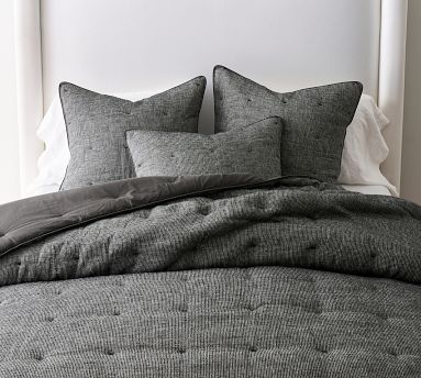 European Flax Linen Tufted Waffle Comforter & Shams | Pottery Barn