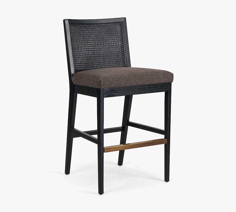 Lisbon Armless Black Cane Stool | Pottery Barn