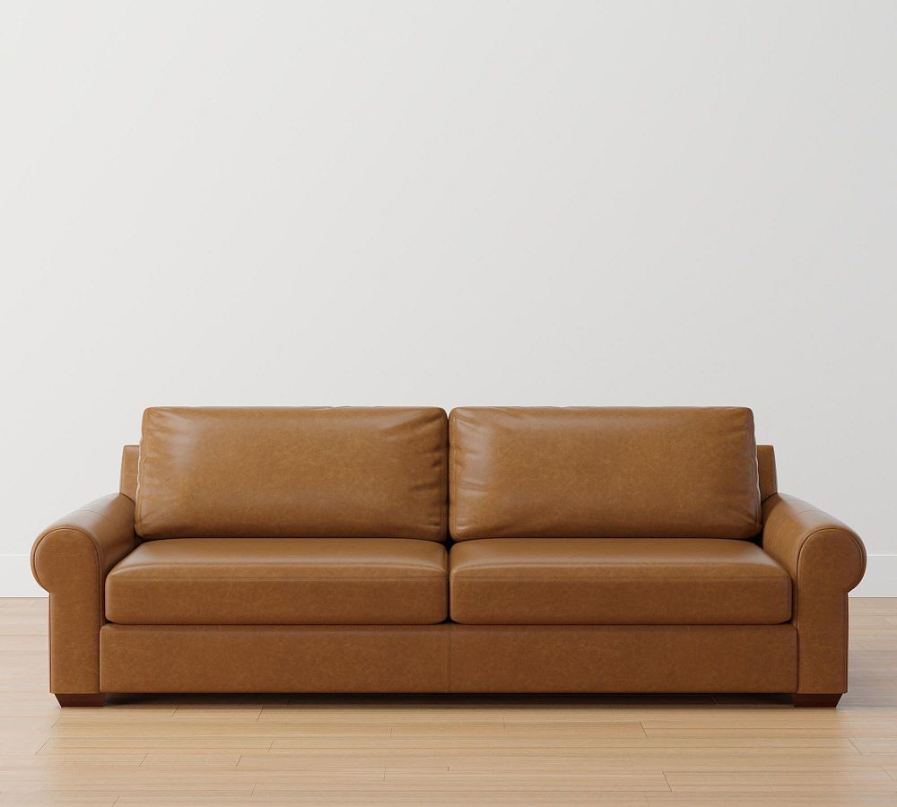 Big Sur Roll Arm Leather Sofa | Pottery Barn