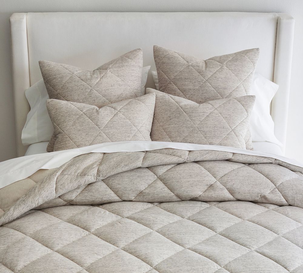 Belgian Flax Linen Jersey Diamond Comforter | Pottery Barn