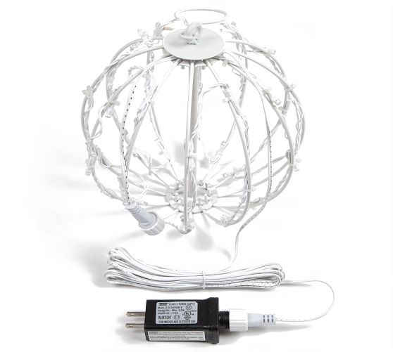Warm White LED Ball With White Frame | Pottery Barn