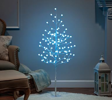 Lit Colored Crackle Bell Trees | Pottery Barn