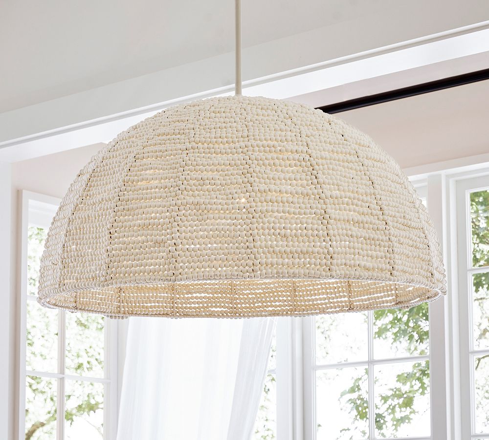 Bristol Wood Bead Dome Pendant | Pottery Barn
