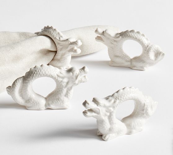 Lunar New Year Dragon Napkin Rings - Set of 4 | Pottery Barn