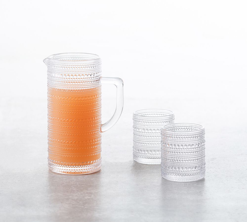 Jupiter Beaded Glass Pitcher with 6 Double Old Fashioned Glasses ...