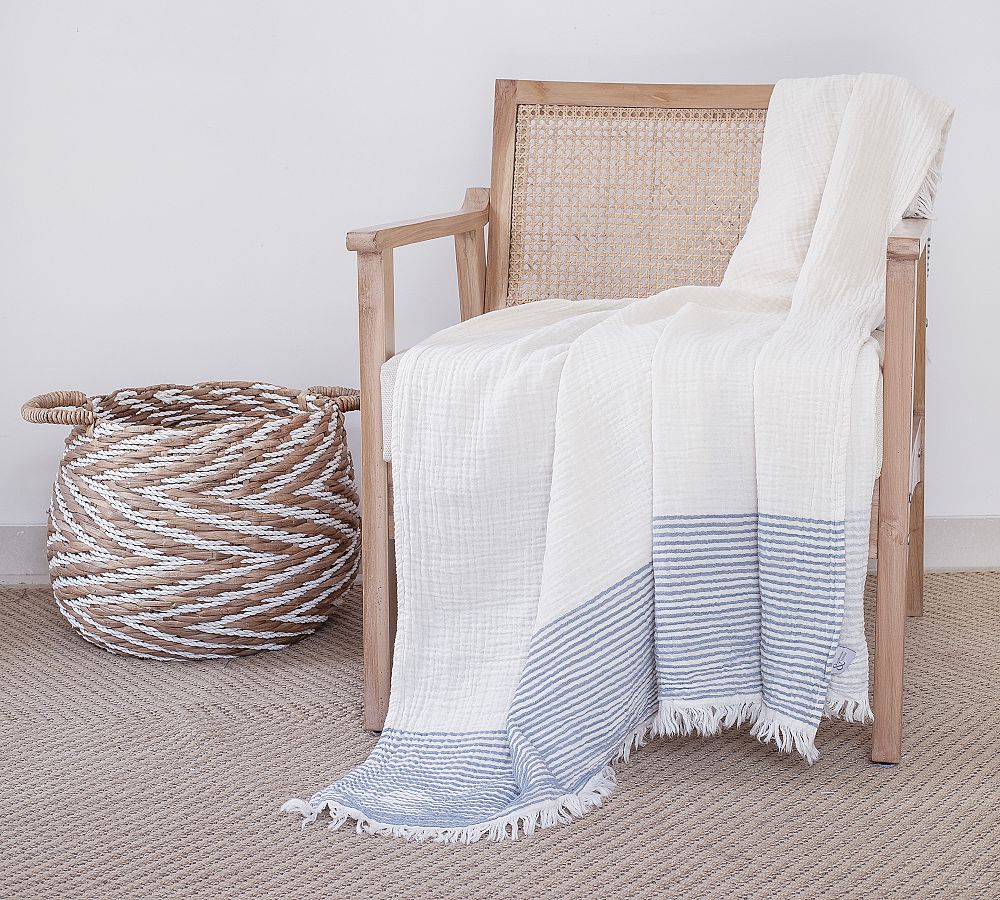 Hanlee Turkish Cotton Striped Throw | Pottery Barn