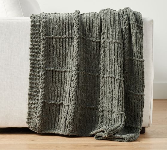 Chenille Windowpane Throw | Pottery Barn