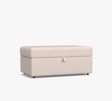 Big Sur Upholstered Storage Ottoman with Pull Out Table | Pottery Barn