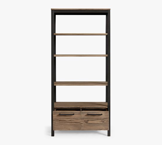 Thorndale Reclaimed Wood Open Bookcase with Drawers | Pottery Barn