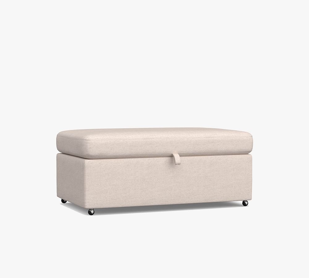 York Deep Seat Upholstered Storage Ottoman with Pull Out Table ...