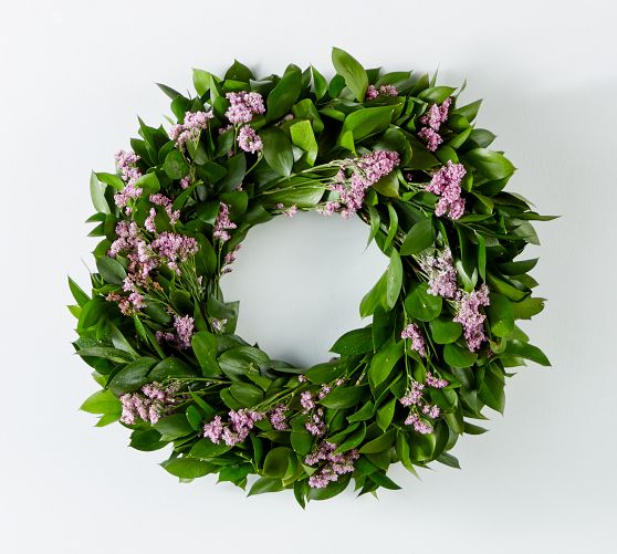 Fresh Misty Blue & Israeli Ruscus Wreath | Pottery Barn