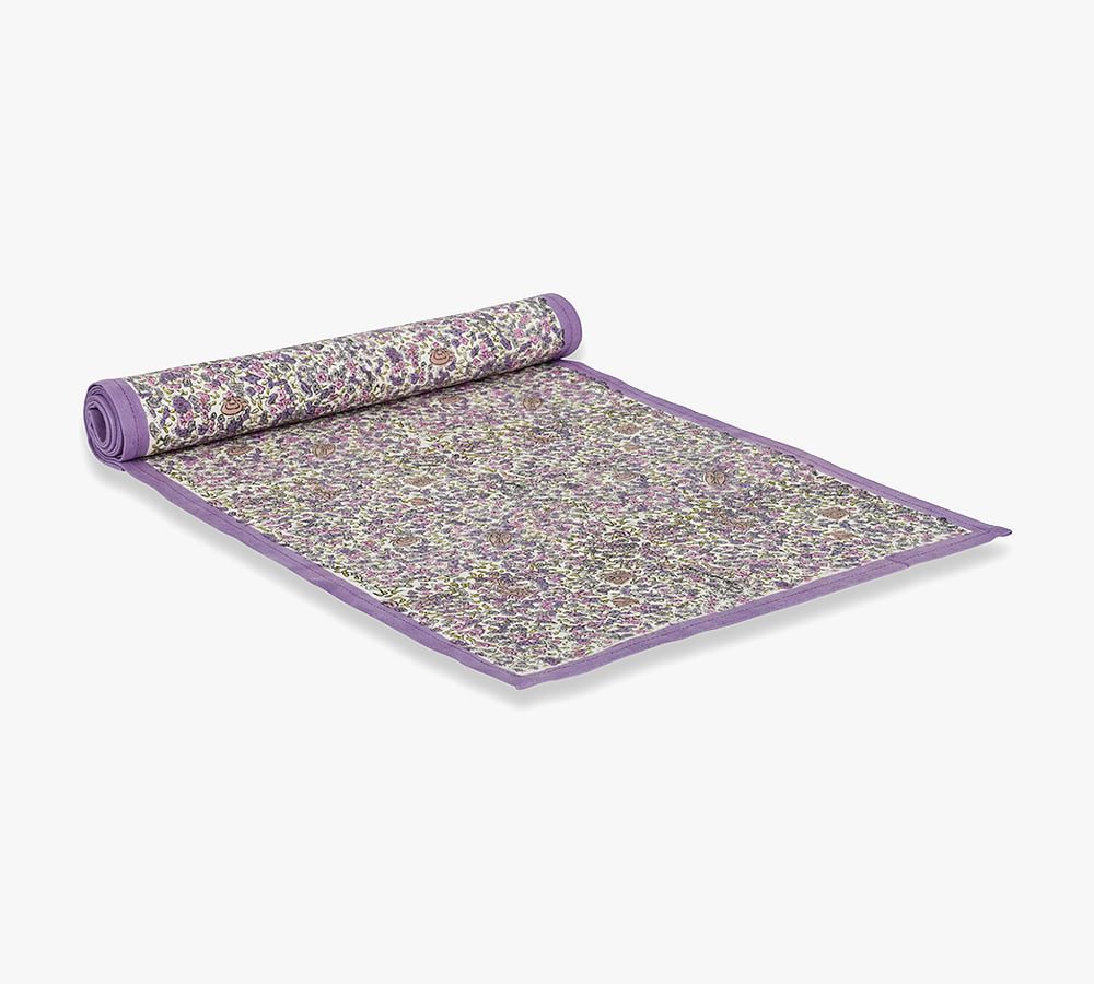 Lavender Blockprint Cotton Table Runner | Pottery Barn