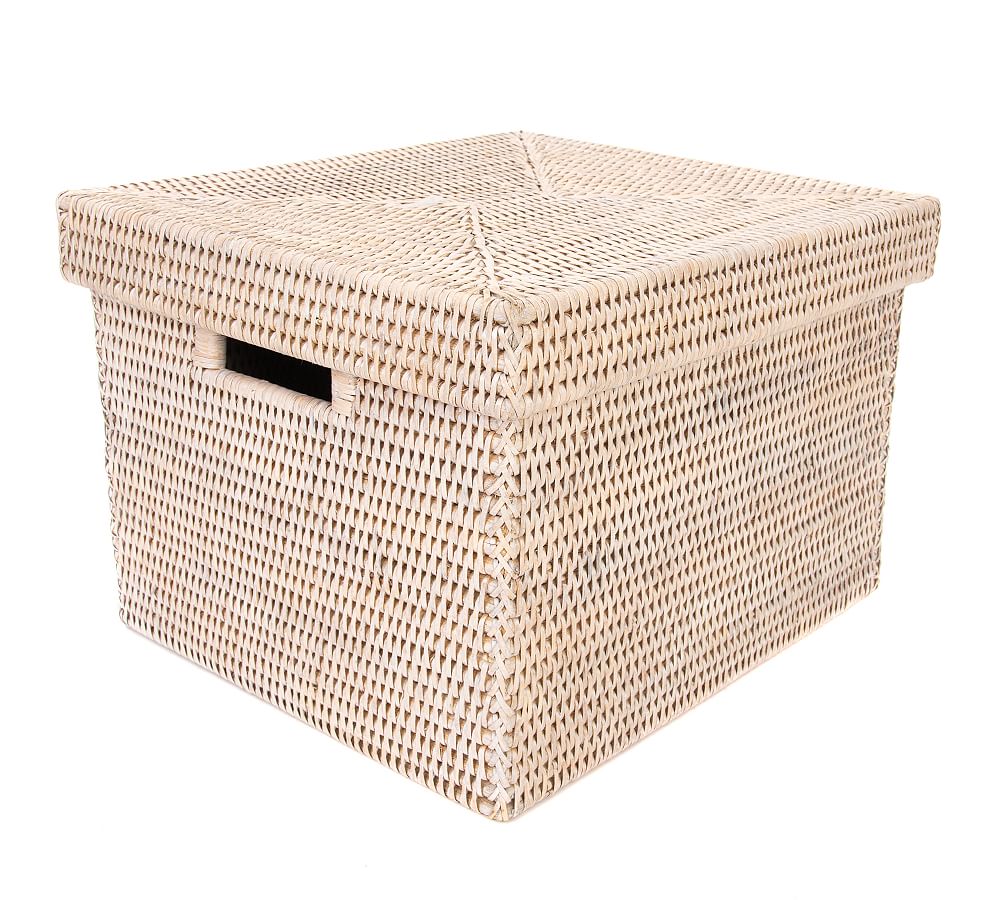 Tava Handwoven Rattan Letter File Box With Lid | Pottery Barn