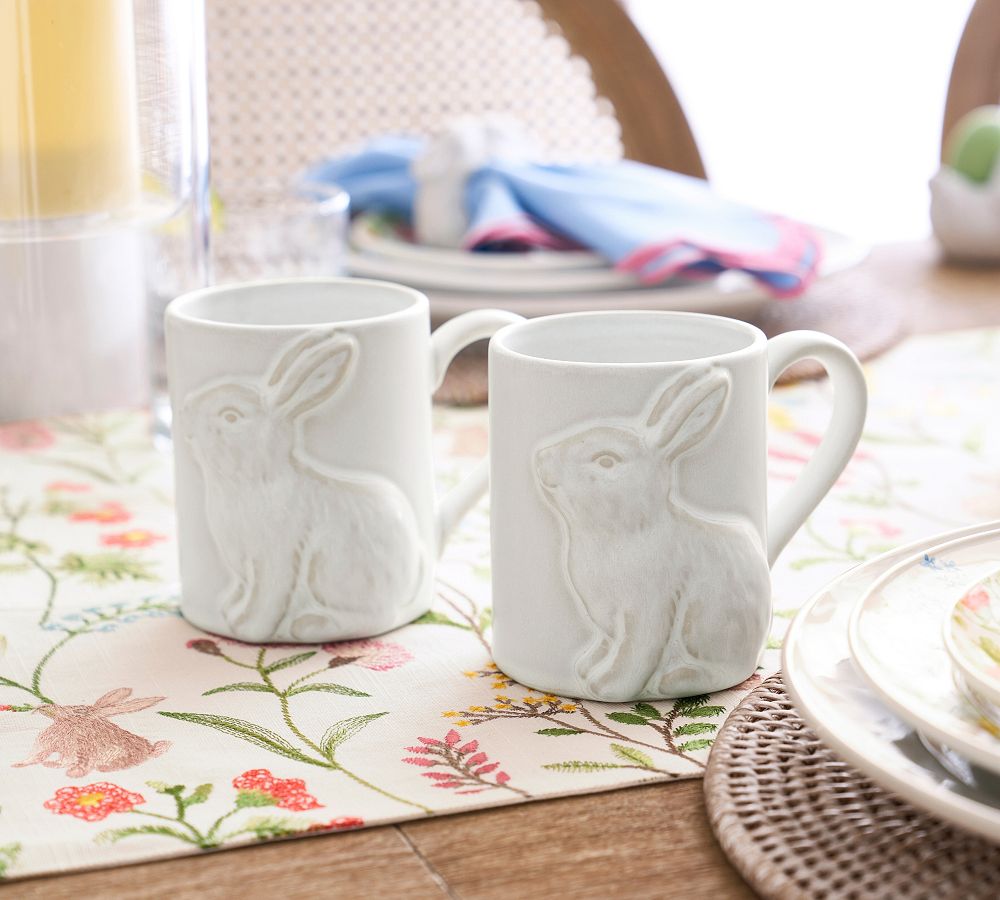 Rustic Bunny Stoneware Mugs | Pottery Barn