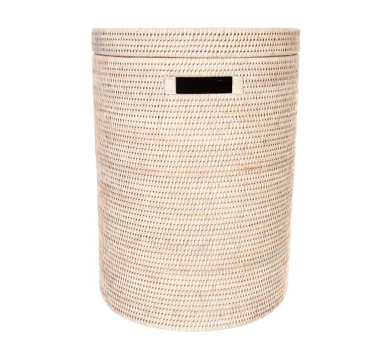 Tava Handwoven Rattan Round Hamper | Pottery Barn